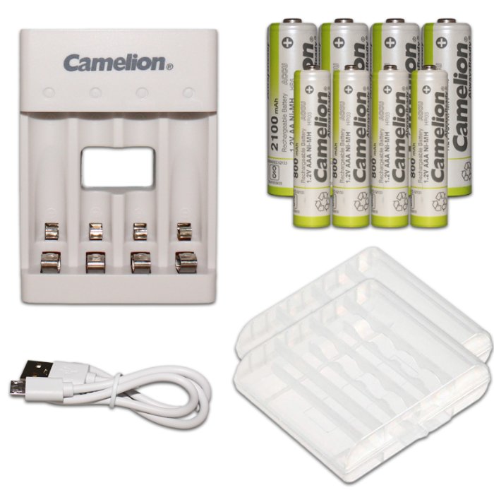 AA and AAA Ni-Mh Camelion Rechargeable Batteries (4aa & 4aaa) + Charge ...